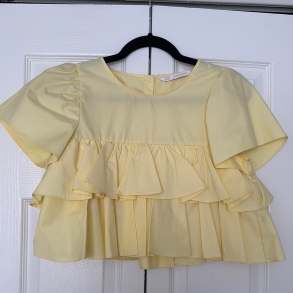 Zara | Tops | Zara Yellow Ruffle Top | Poshmark